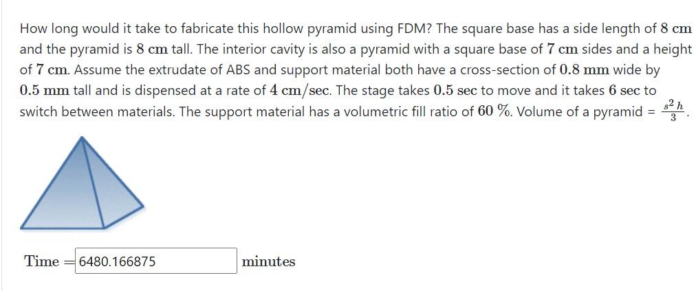 Solved How long would it take to fabricate this hollow | Chegg.com