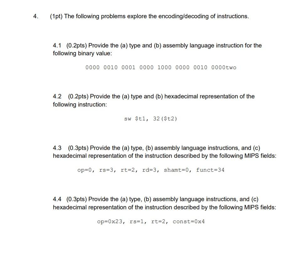 Solved 4. (1pt) The following problems explore the | Chegg.com