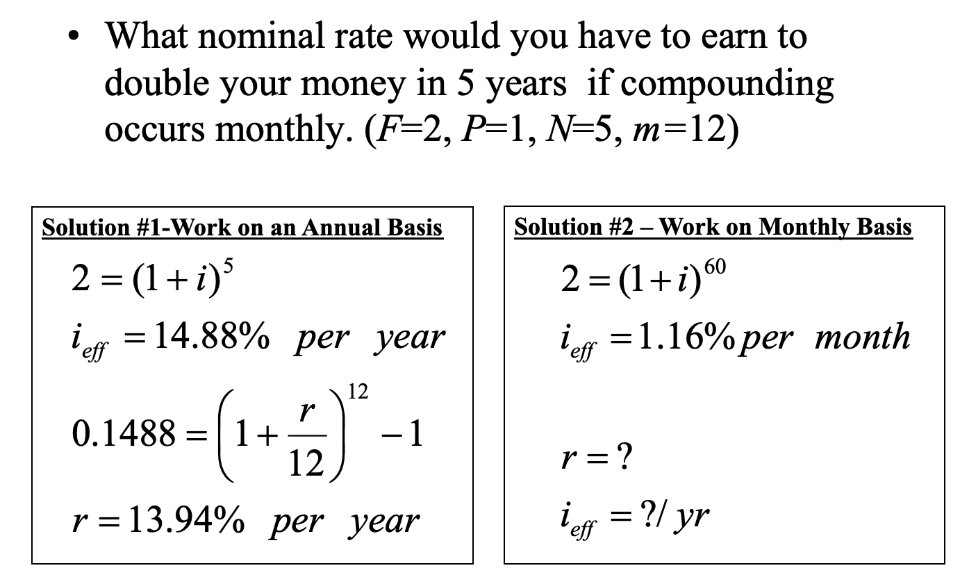 Solved - What nominal rate would you have to earn to double | Chegg.com