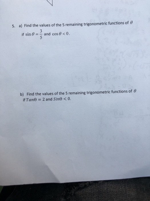 Solved 5. a) Find the values of the 5 remaining | Chegg.com