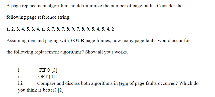 Solved A page replacement algorithm should minimize the | Chegg.com