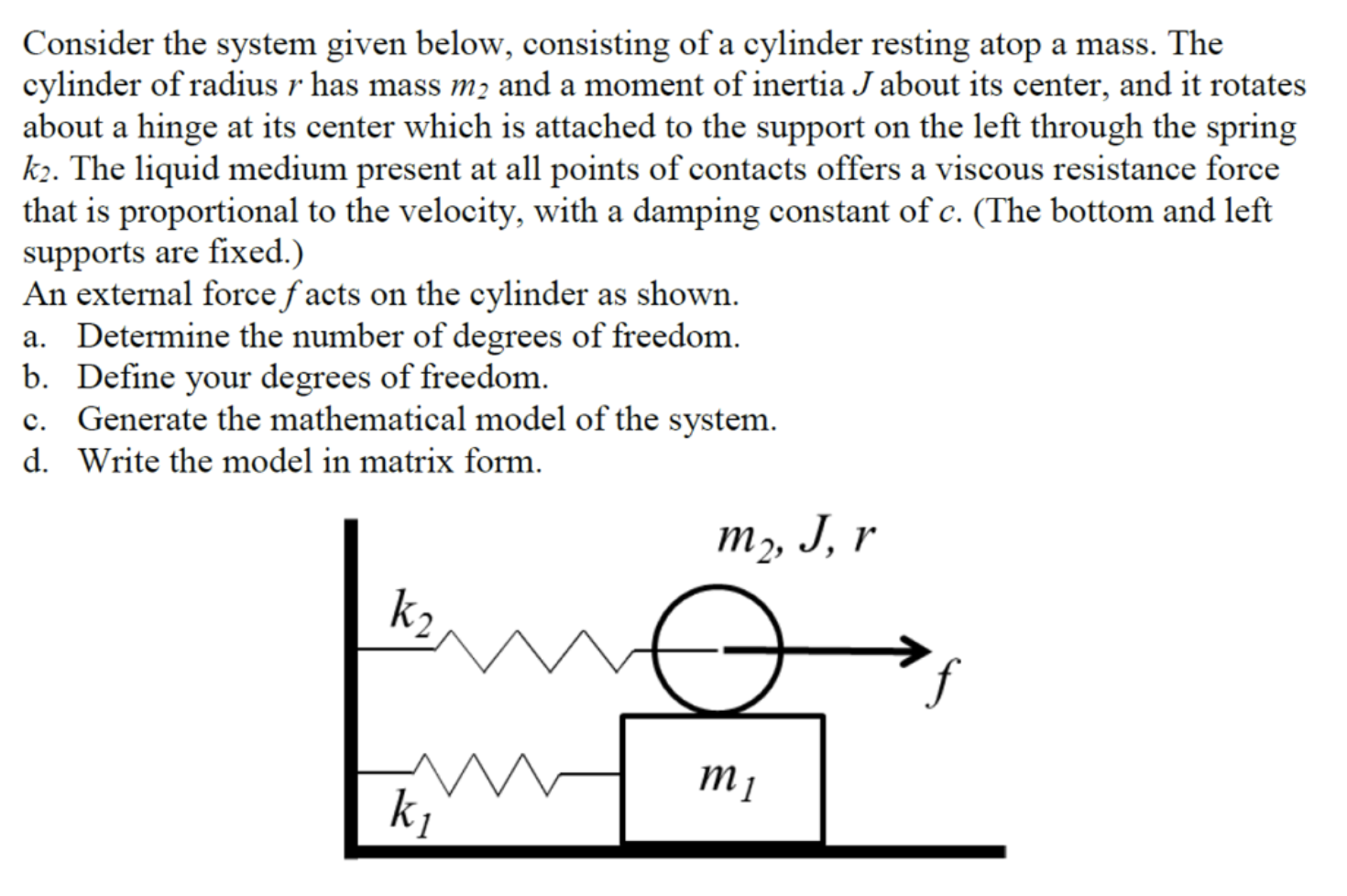 Solved Consider the system given below, consisting of a | Chegg.com