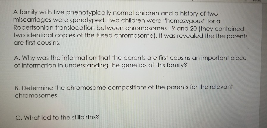 Solved A family with five phenotypically normal children and | Chegg.com