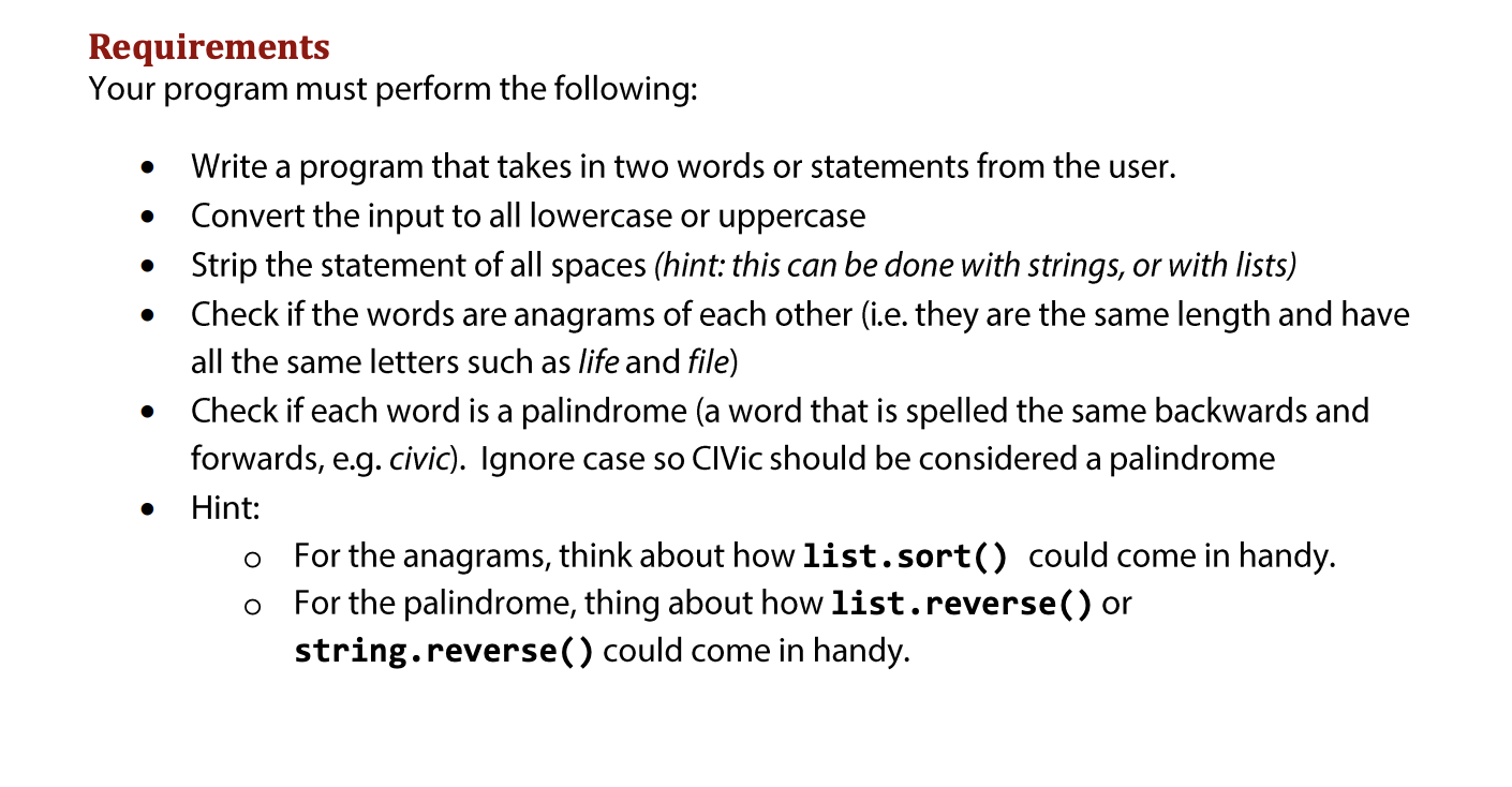 Solved Requirements Your Program Must Perform The Following