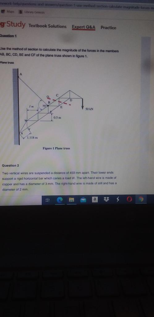 Solved Use the method of section to calculate the magnitude | Chegg.com