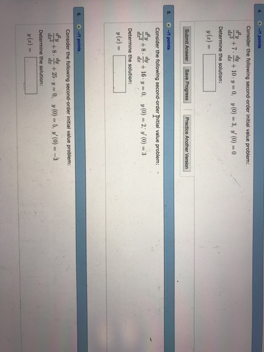 Solved 4 O-1 points Consider the following second-order | Chegg.com