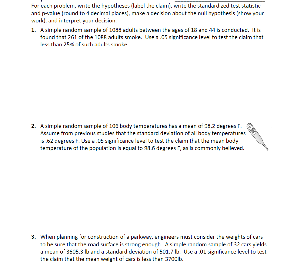 Solved For each problem, write the hypotheses (label the | Chegg.com