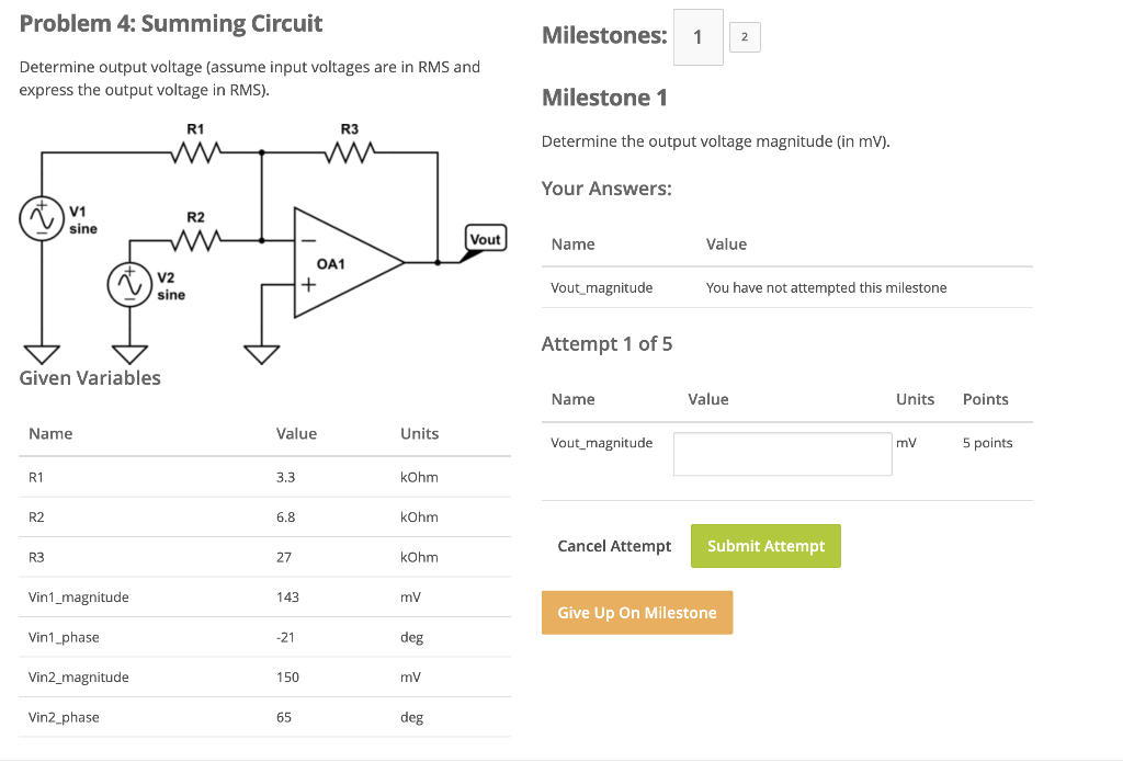 Solved 1 Determine The Output Voltage Magnitude In Mv 2