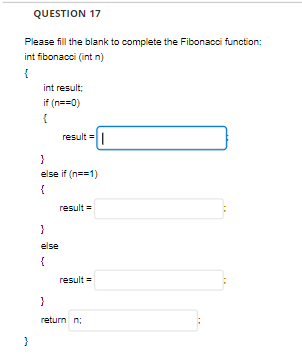 Solved QUESTION 17 Please fill the blank to complete the | Chegg.com