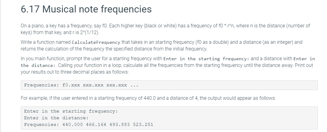 Solved 6.17 Musical note frequencies On a piano, a key has a | Chegg.com