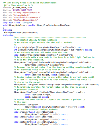 Solved /** ADT binary tree: Link-based implementation. file | Chegg.com