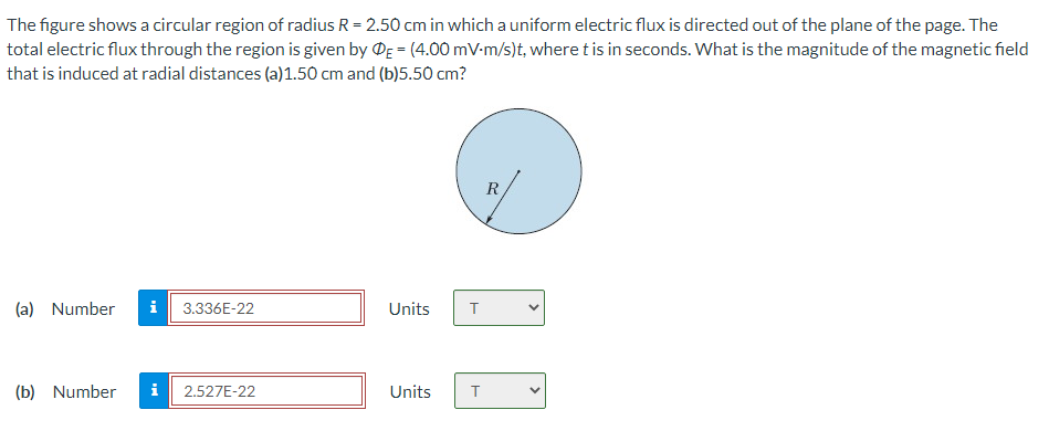 Solved The figure shows a circular region of radius R = 2.50 | Chegg.com