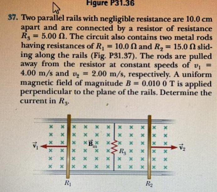 Solved 37. Two parallel rails with negligible resistance are | Chegg.com