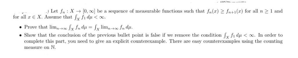 Solved .) Let fn:X + 0,00] be a sequence of measurable | Chegg.com