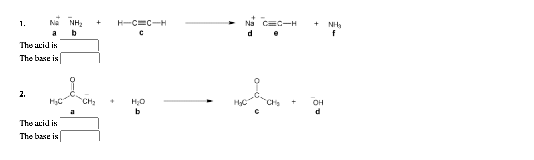 Solved Identify the reactant acid and base in each of the | Chegg.com