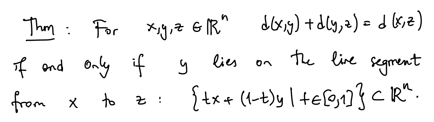 Solved Thm: For ,x,y,zinRn,d(x,y)+d(y,z)=d(x,z)If ﻿and only | Chegg.com