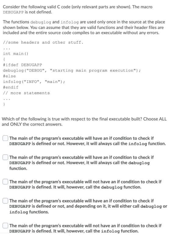 Solved Consider the following valid C code (only relevant | Chegg.com