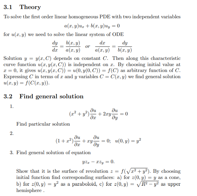 Solved 3.1 Theory To solve the first order linear | Chegg.com