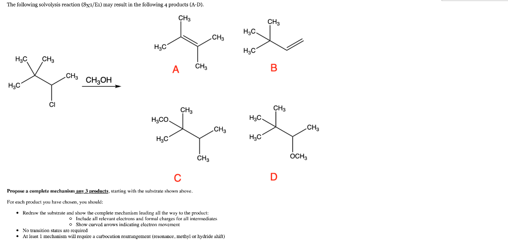 Solved The following solvolysis reaction (SN1/E1) may result | Chegg.com