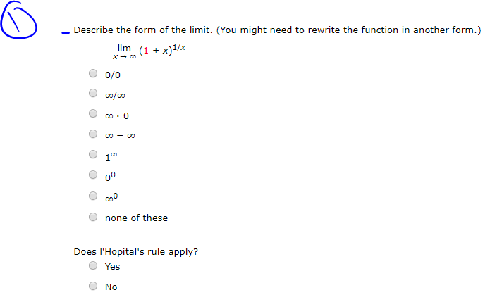 Solved -Describe the form of the limit. (You might need to | Chegg.com