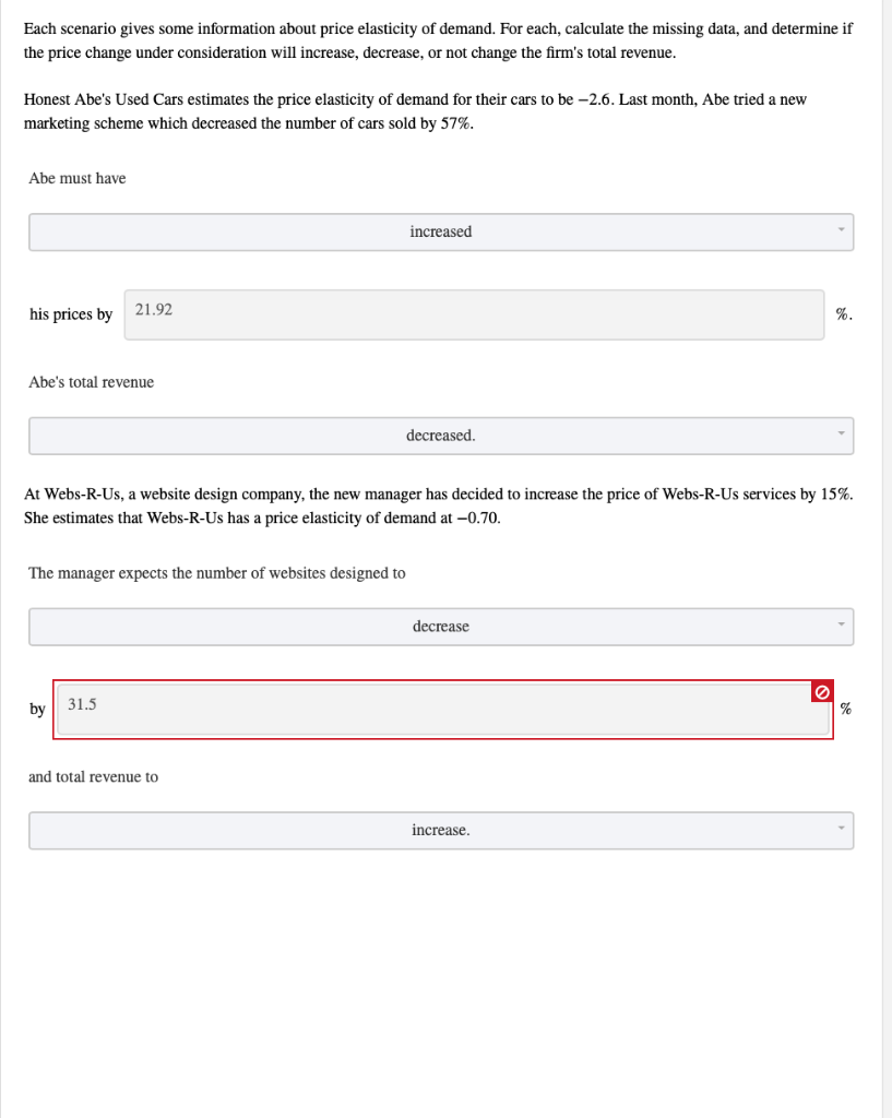 Solved Each scenario gives some information about price | Chegg.com