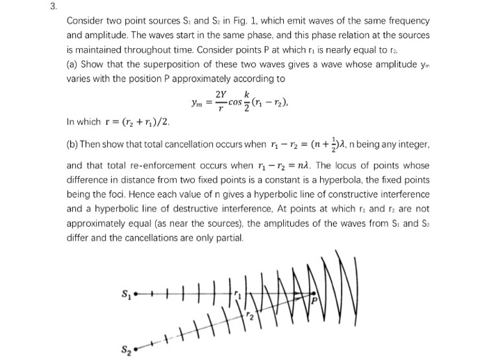 Solved 3. Consider two point sources Si and S in Fig. 1, | Chegg.com