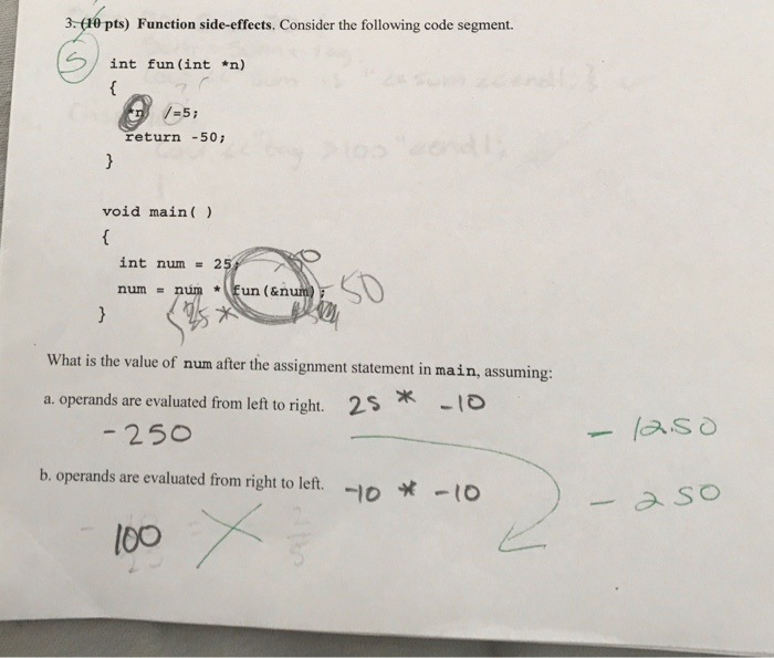 Solved 10 pts) Function side-effects. Consider the following | Chegg.com