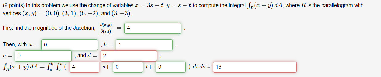 Solved (9 points) In this problem we use the change of | Chegg.com