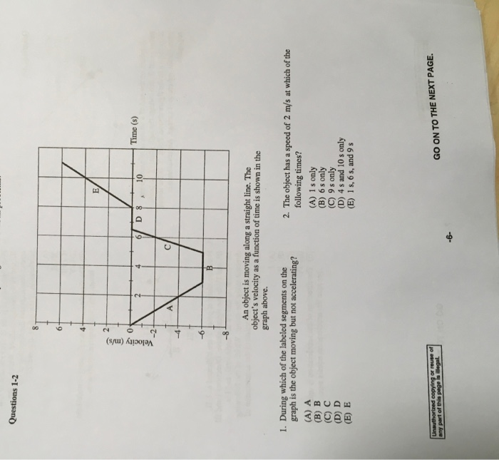 Solved Questions 1 2 Time S A 10 An Object Is Moving Along