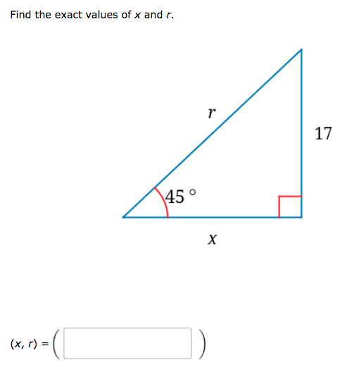 Solved Find the exact values of x ﻿and r.(x,r)=(,) | Chegg.com