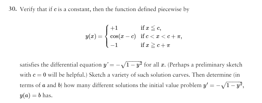 Solved 30. Verify that if c is a constant, then the function | Chegg.com