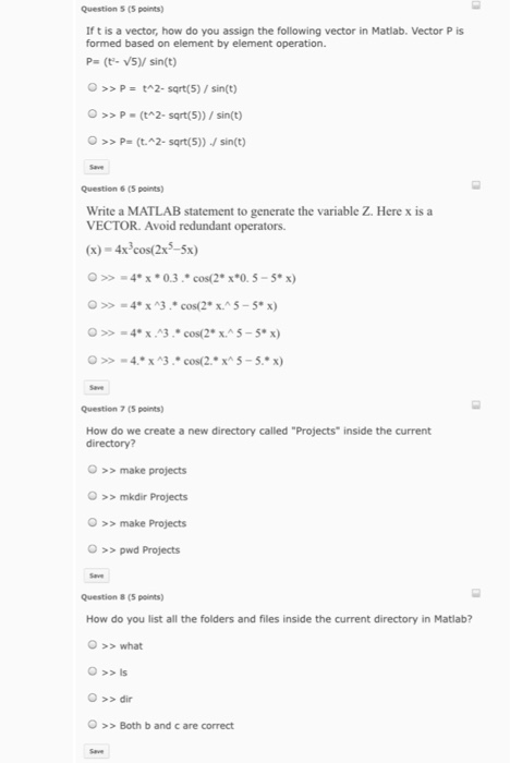 Solved If t is a vector, how do you assign the following | Chegg.com