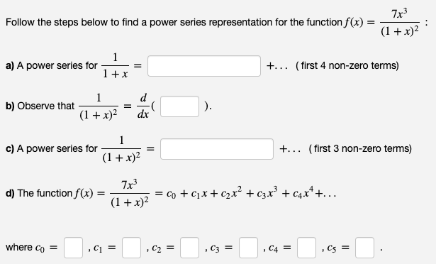 Solved Follow the steps below to find a power series | Chegg.com