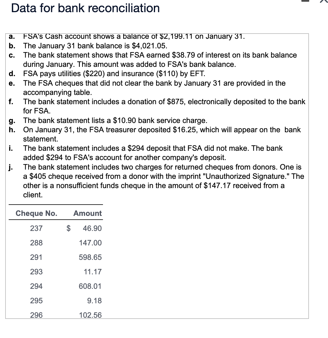 In this step, record the bank service charge. (Record | Chegg.com