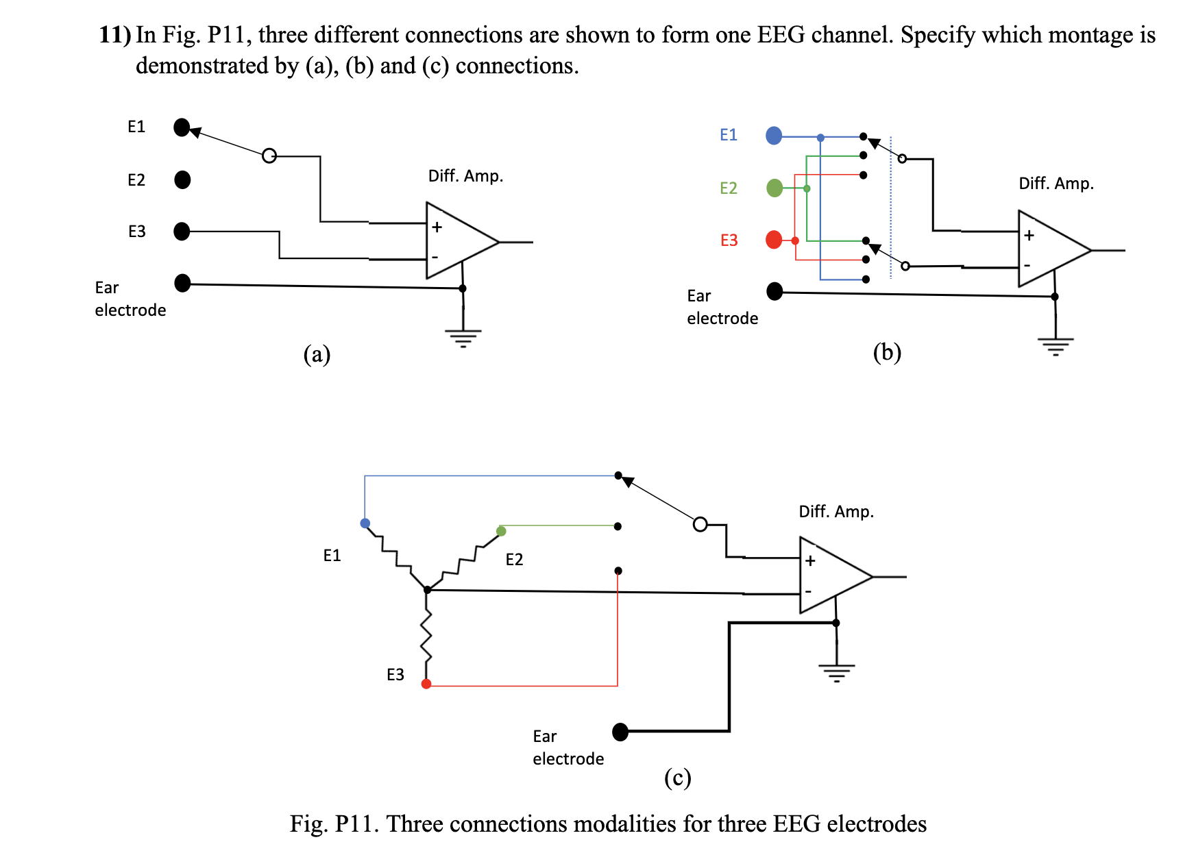 11) In Fig. P11, three different connections are | Chegg.com