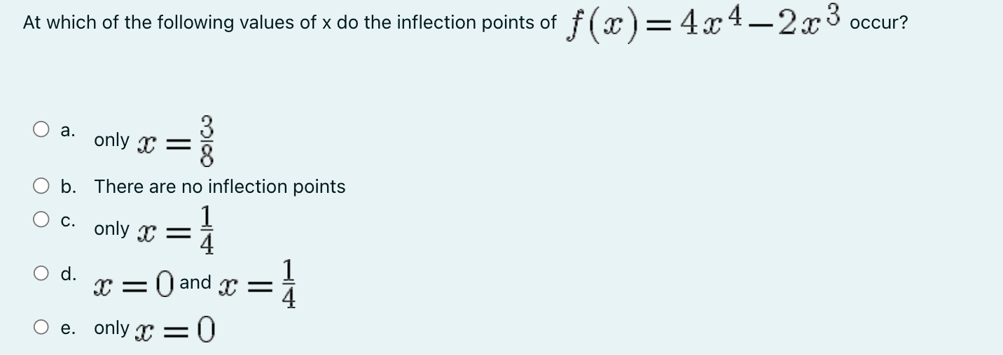 Solved At which of the following values of x do the | Chegg.com
