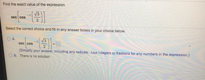 Solved Find the exact value of the expression. cos[sin-1[2] | Chegg.com