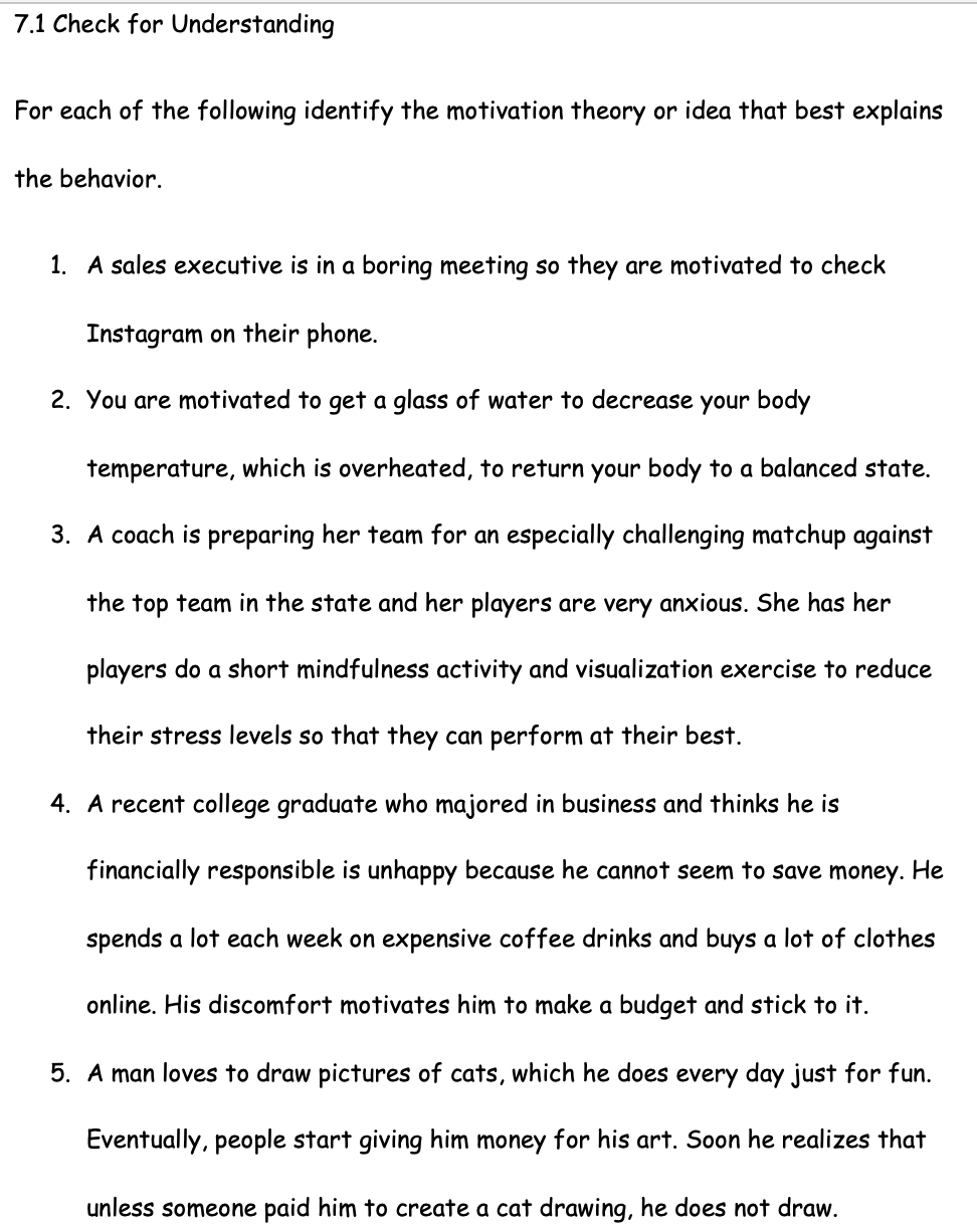 Solved 7.1 Check for Understanding For each of the following | Chegg.com