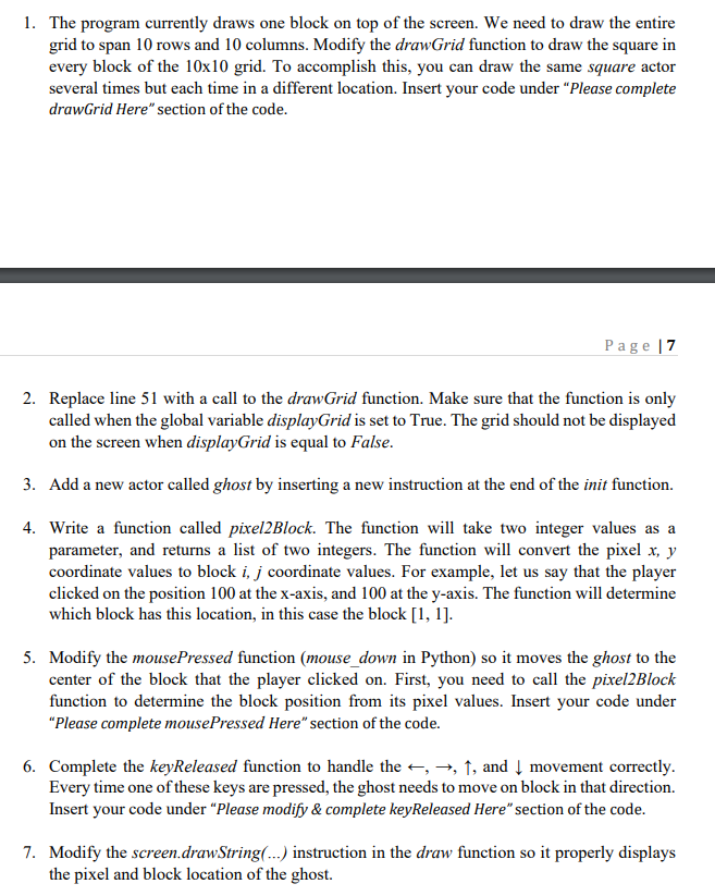 Solved public void initi BLOCK_SIZE = 64; WORLD_SIZE = 10; | Chegg.com