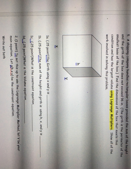 Solved 6. A shipping company handles rectangular boxes | Chegg.com