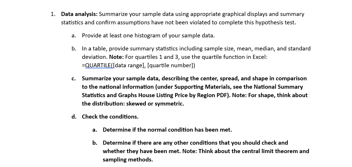 Data analysis: Summarize your sample data using | Chegg.com