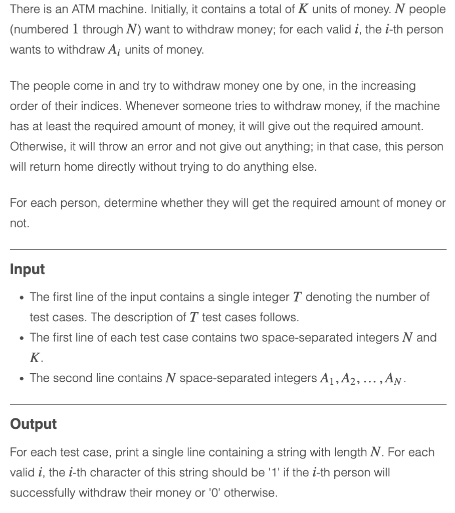 Solved There is an ATM machine. Initially, it contains a | Chegg.com