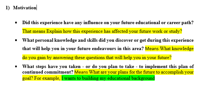 Solved 1) Motivation • Did this experience have any | Chegg.com