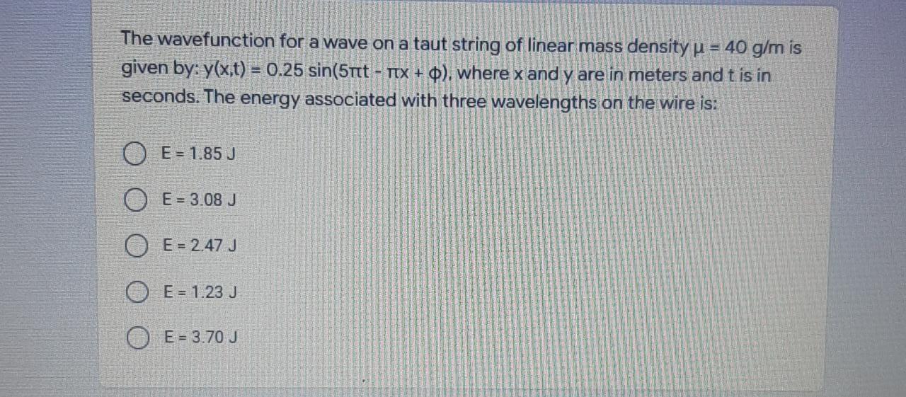 Solved The wavefunction for a wave on a taut string of | Chegg.com