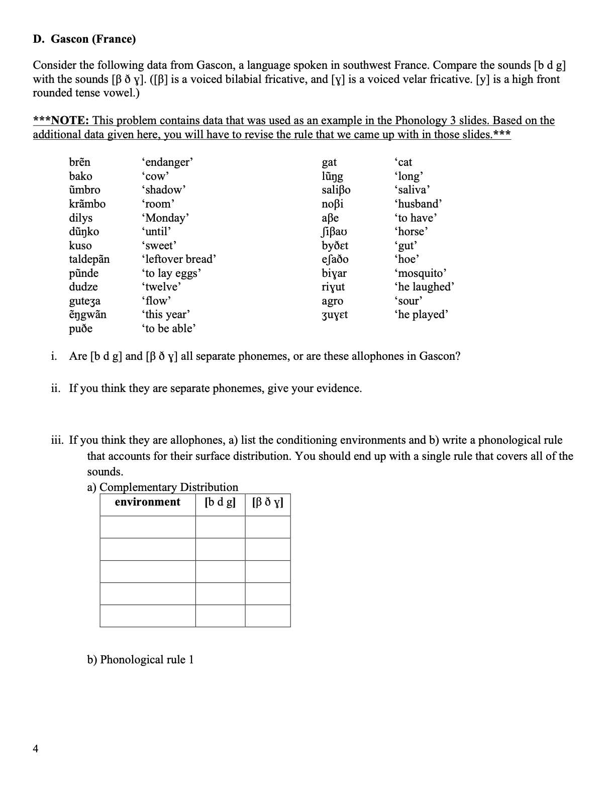 Ling 101/301 Phonology Discussion Activity 3 Disc. | Chegg.com