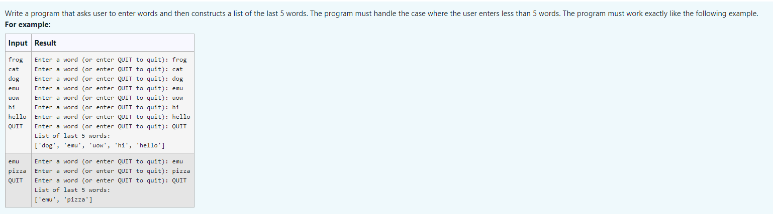 Solved Write a program that asks user to enter words and | Chegg.com