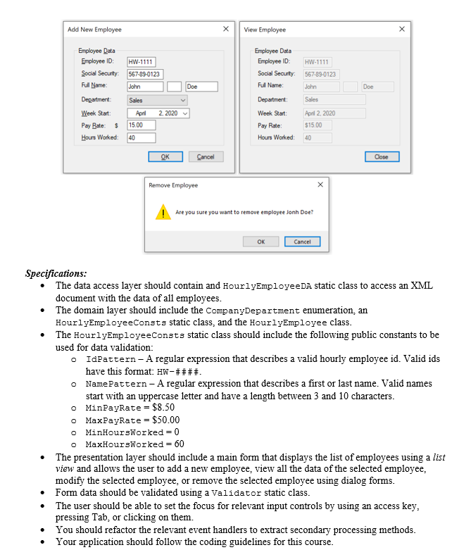 3. (30 points) Create an HourlyEmployeeMaintenanceApp | Chegg.com