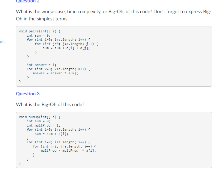 Solved What is the worse case, time complexity, or Big-Oh, | Chegg.com
