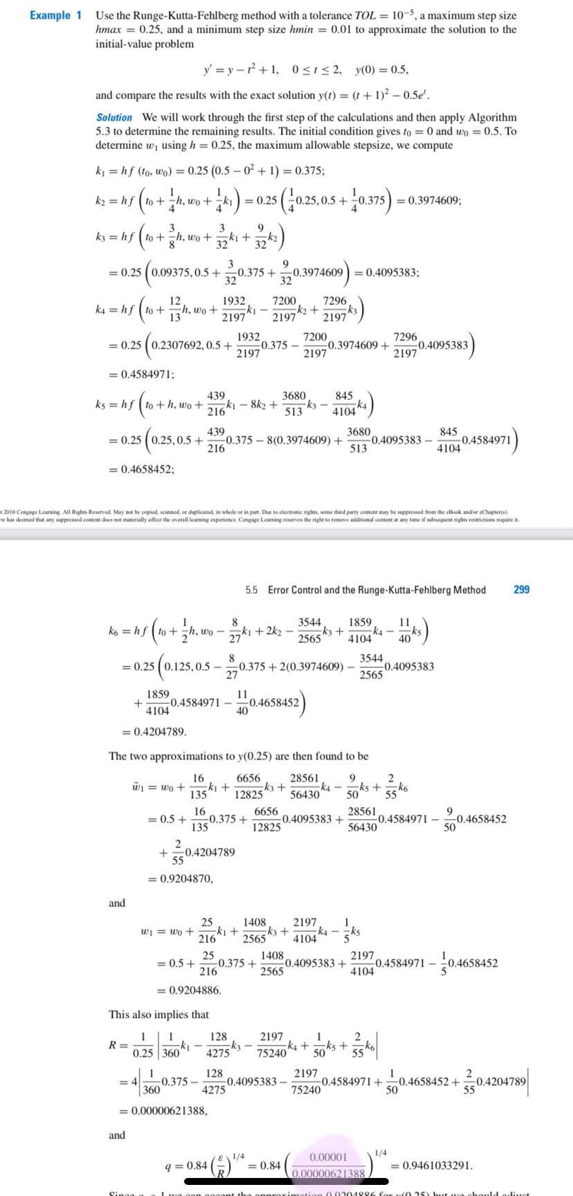 Solved Example 1 Use the Runge-Kutta-Fehlberg method with a | Chegg.com