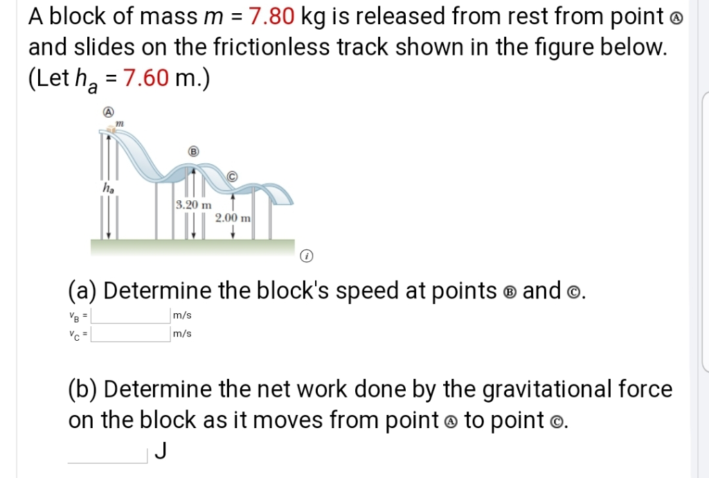 Solved A block of mass m 7.80 kg is released from rest from | Chegg.com
